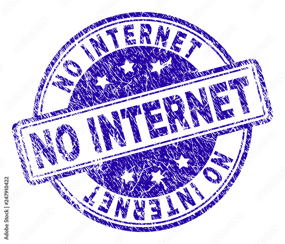NO INTERNET stamp seal watermark with distress texture. Designed with ...