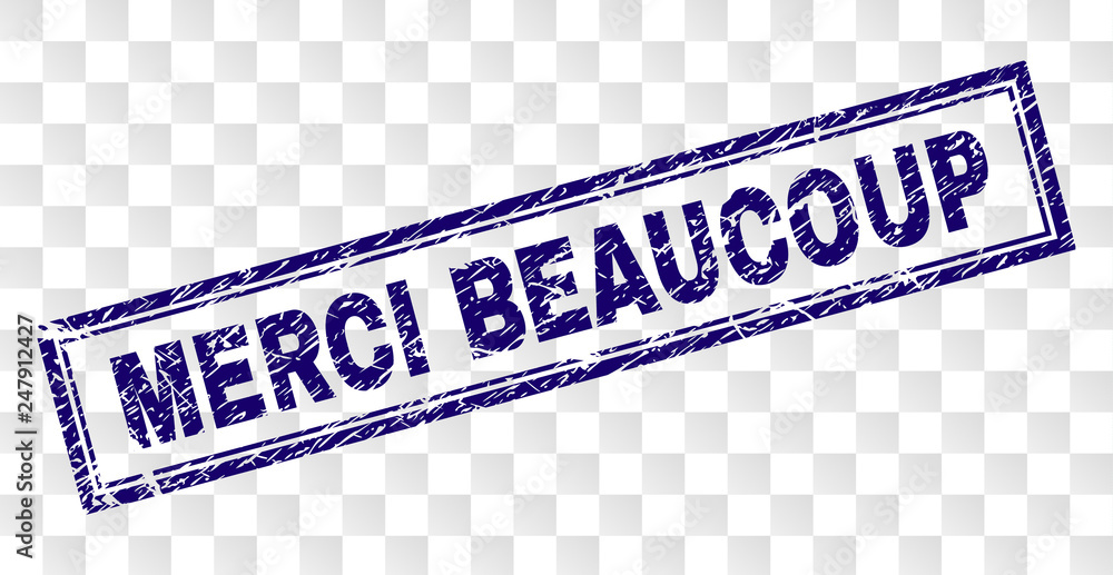 MERCI BEAUCOUP stamp seal print with rubber print style and double ...
