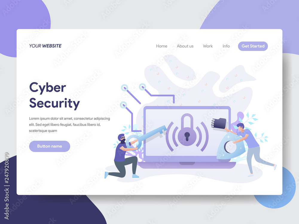 Landing page template of Cyber Security Illustration Concept. Modern ...