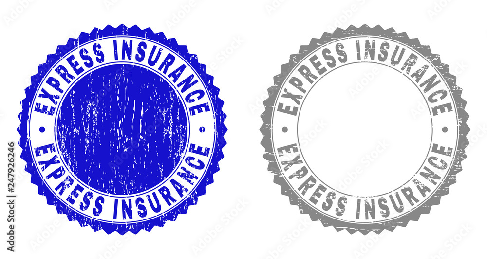 Grunge EXPRESS INSURANCE stamp seals isolated on a white background ...