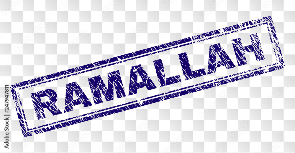 RAMALLAH stamp seal watermark with rubber print style and double framed ...