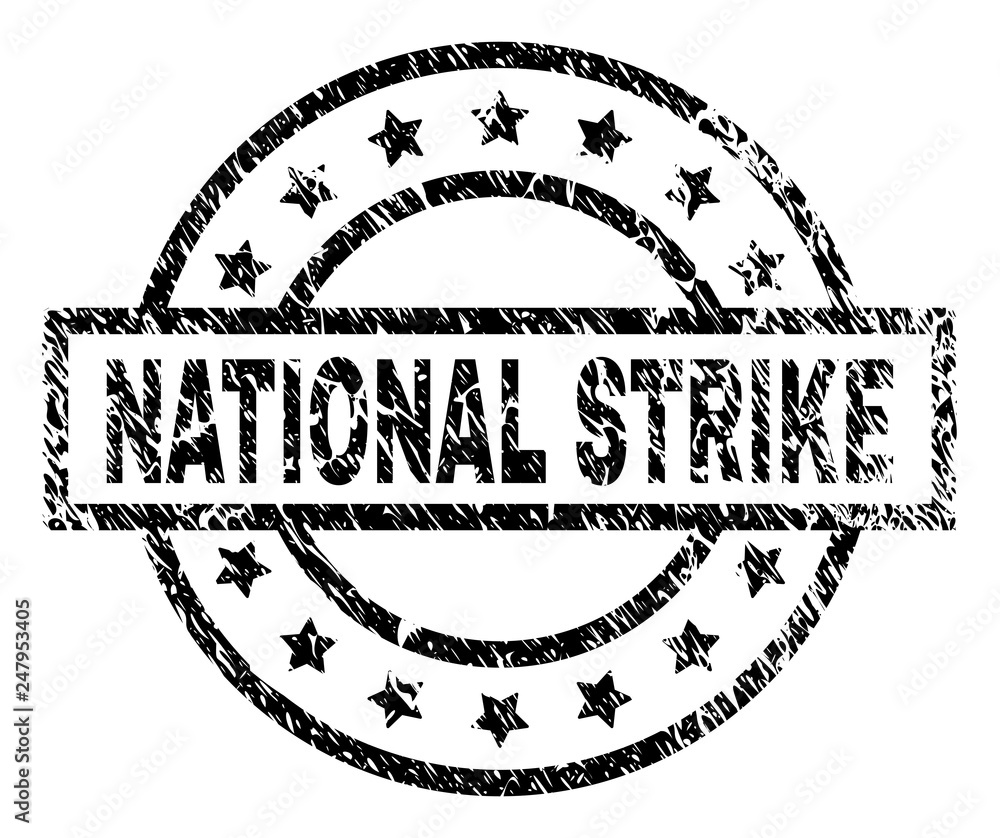 NATIONAL STRIKE stamp seal watermark with distress style. Designed with ...