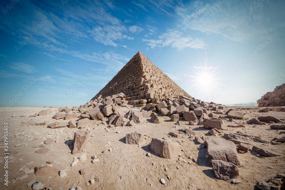 The Pyramid of Mankarae (Mycerinus in Greek), located on the Giza ...
