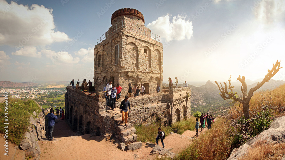 Gingee Fort or Senji Fort, Tamil Nadu, India, December 4, 2018: View of ...