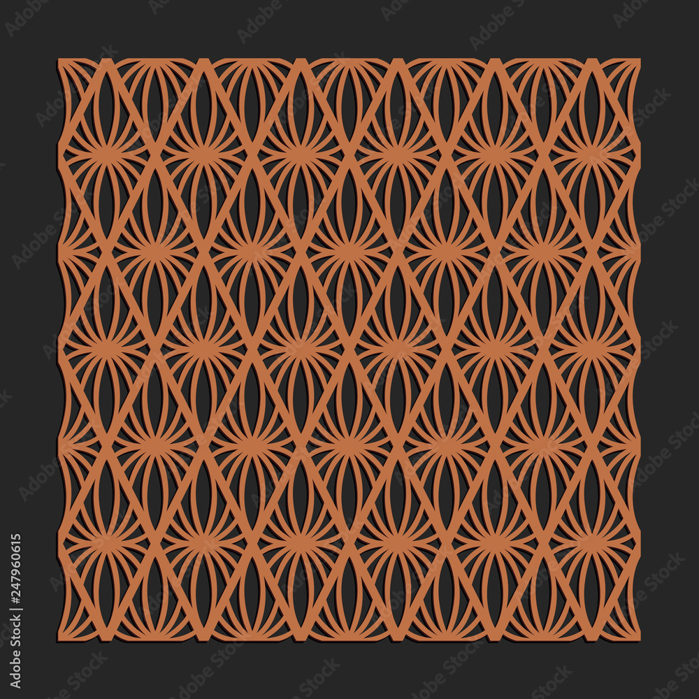Laser cutting interior panel. Woodcut vector trellis design. Plywood ...