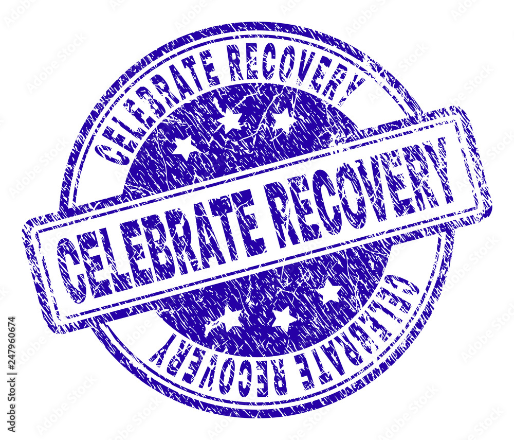 CELEBRATE RECOVERY stamp seal watermark with distress texture. Designed ...