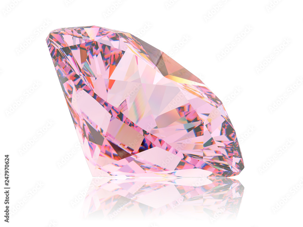Big pink diamond isolated on white background, side view Stock ...