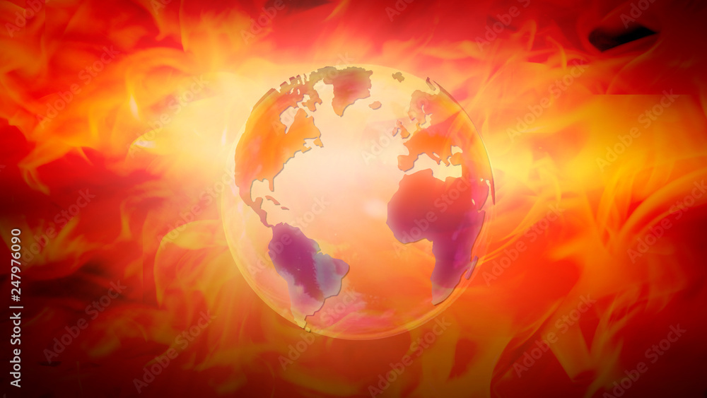 World map in a Earth Globe as climate change and global warming and ...