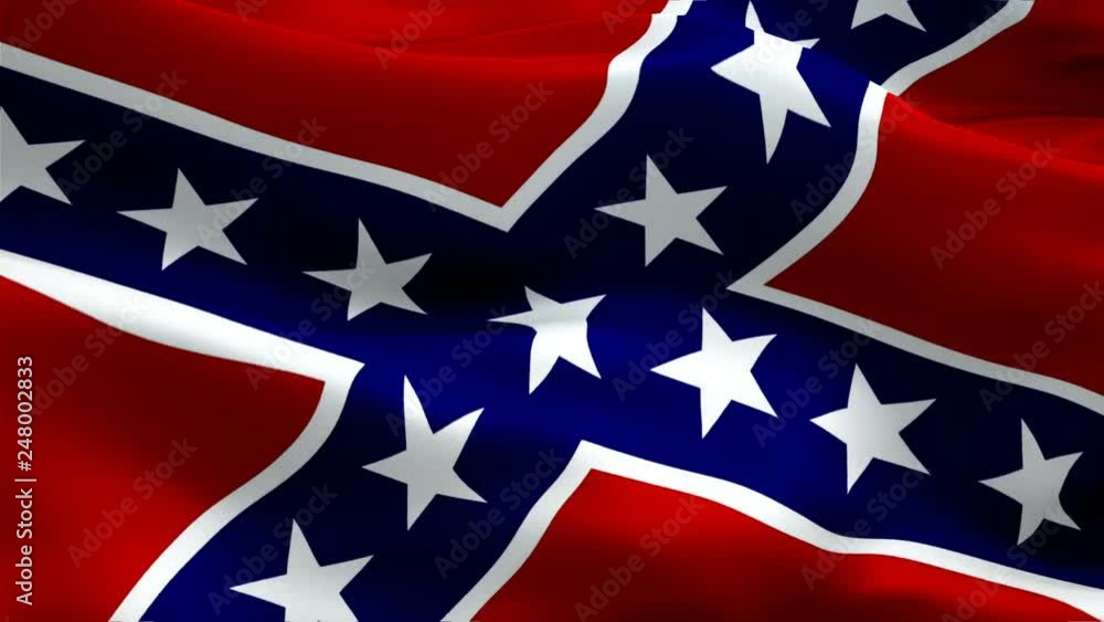Rebel flag Closeup 1080p Full HD 1920X1080 footage video waving in wind ...