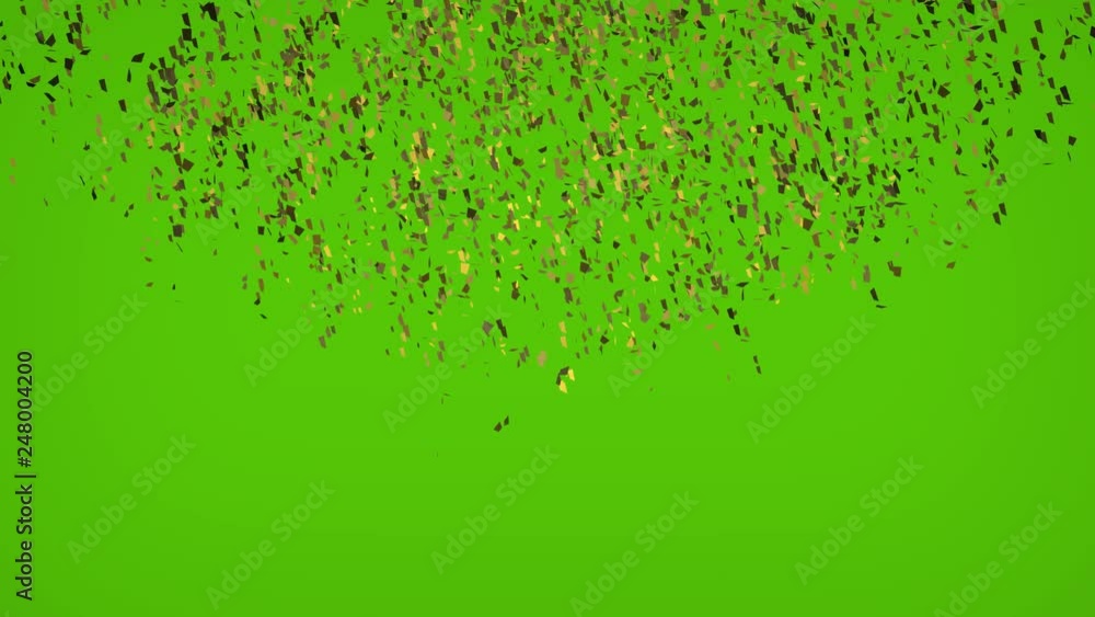 Gold confetti explosion falling down. Green screen animation footage ...