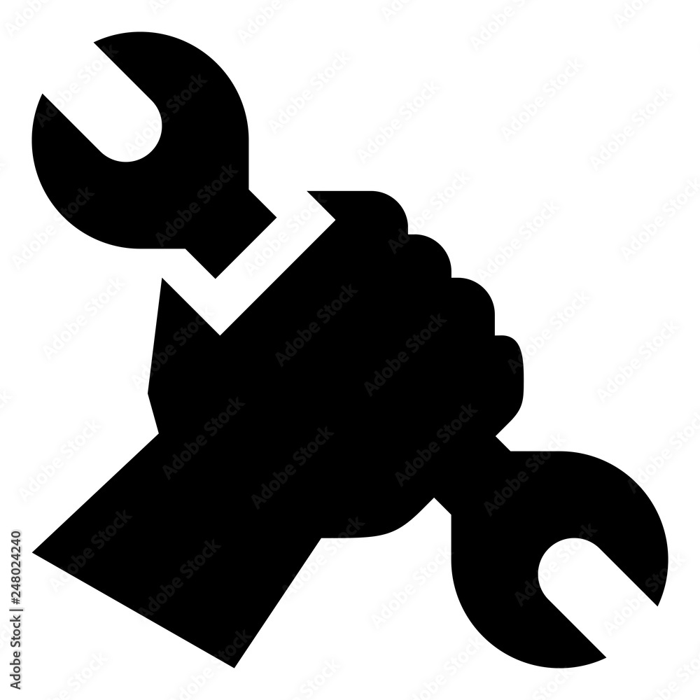Hand Holding Wrench Vector Icon Stock Vector | Adobe Stock