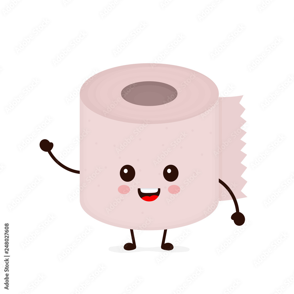 Funny happy cute smiling toilet paper Stock Vector | Adobe Stock
