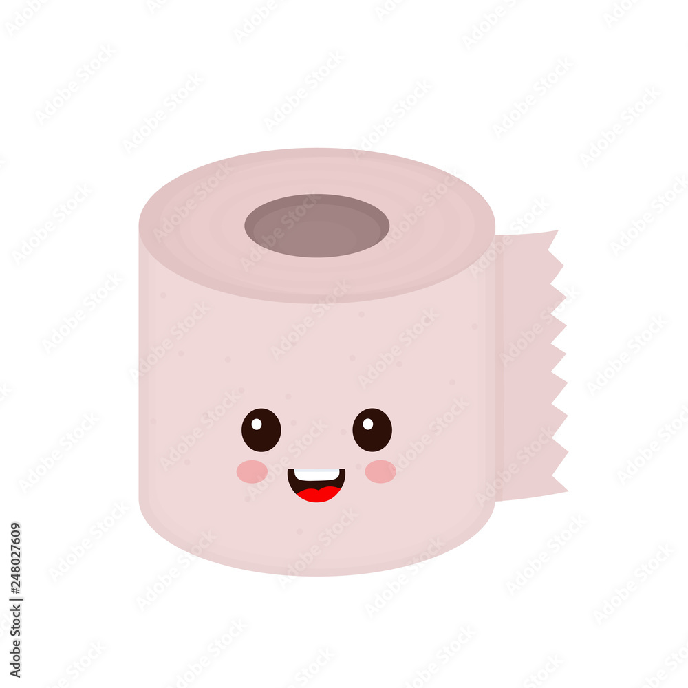 Funny happy cute smiling toilet paper Stock Vector | Adobe Stock