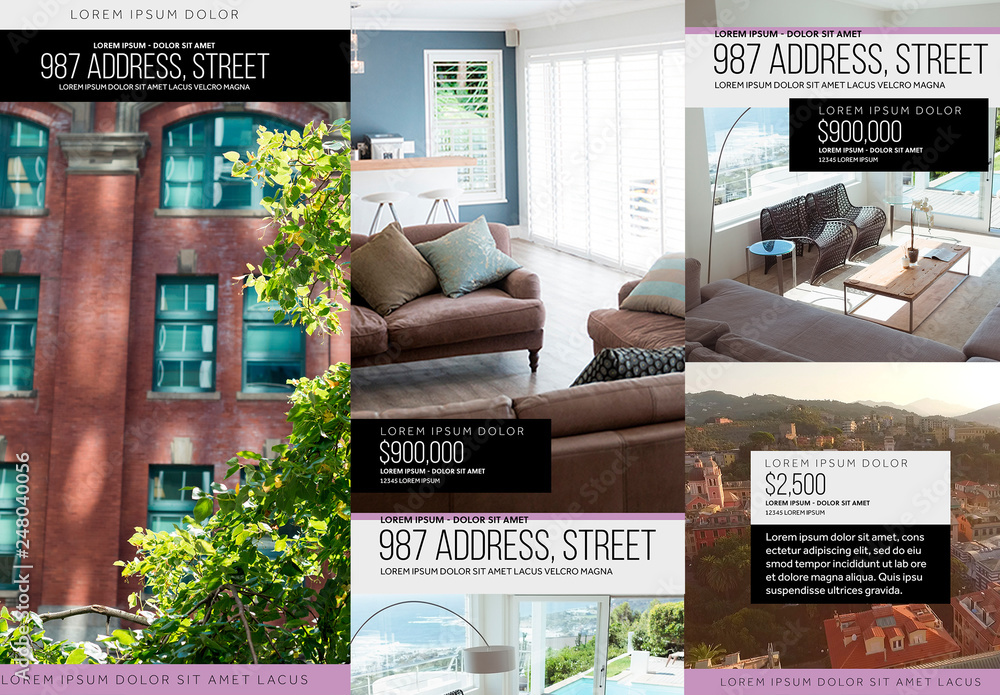 Real Estate Social Story Post Layouts with Pink, White, and Black ...