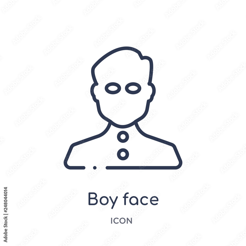 boy face icon from people outline collection. Thin line boy face icon ...