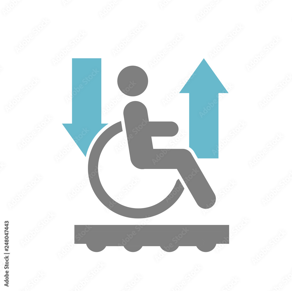 Wheelchair lift icon on white background for graphic and web design ...