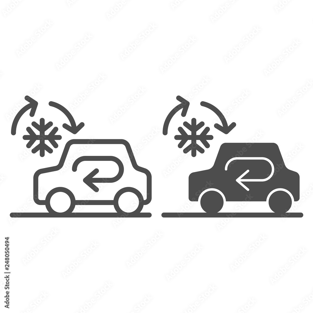 Cooling car system line and glyph icon. Auto air conditioning vector ...