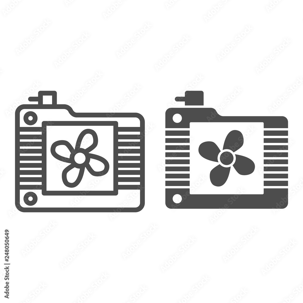 Radiator fan line and glyph icon. Cooler vector illustration isolated ...