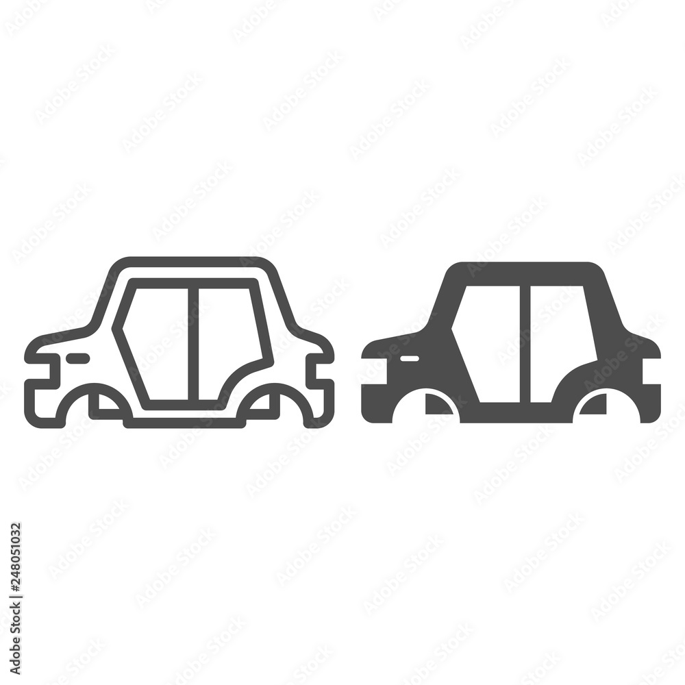 Car body line and glyph icon. Car frame vector illustration isolated on ...
