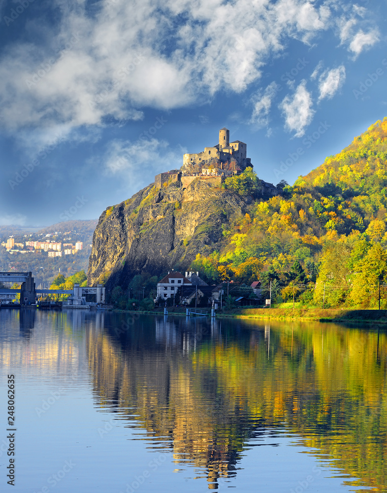 The Castle Strekov over river Elbe, built in 1316 to guard the vital ...
