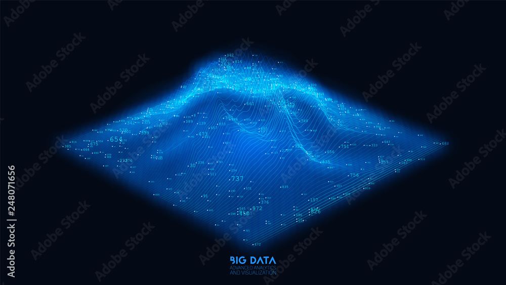 Vector abstract 3D big data visualization. Futuristic infographics ...