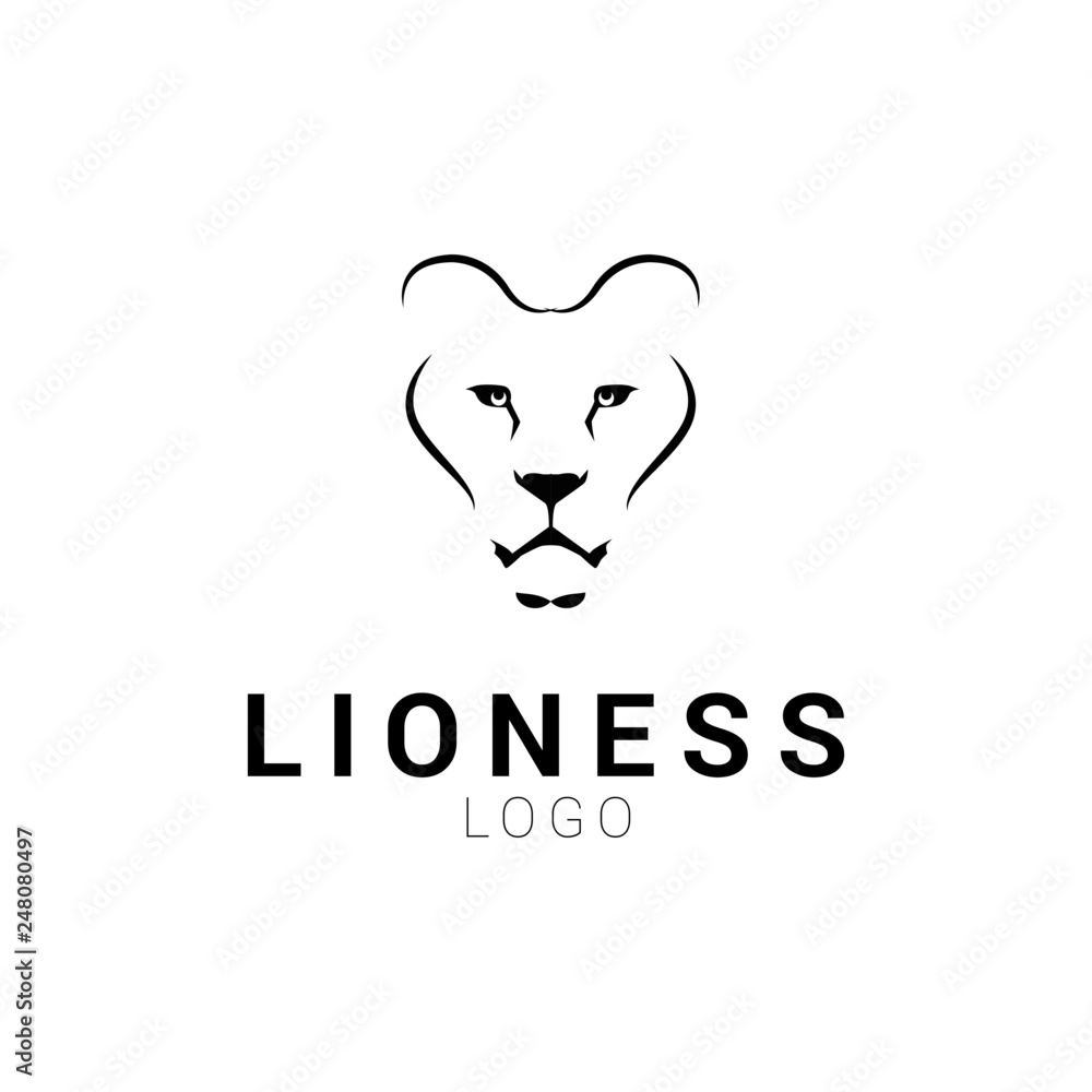 Lioness head logo template vector de Stock | Adobe Stock