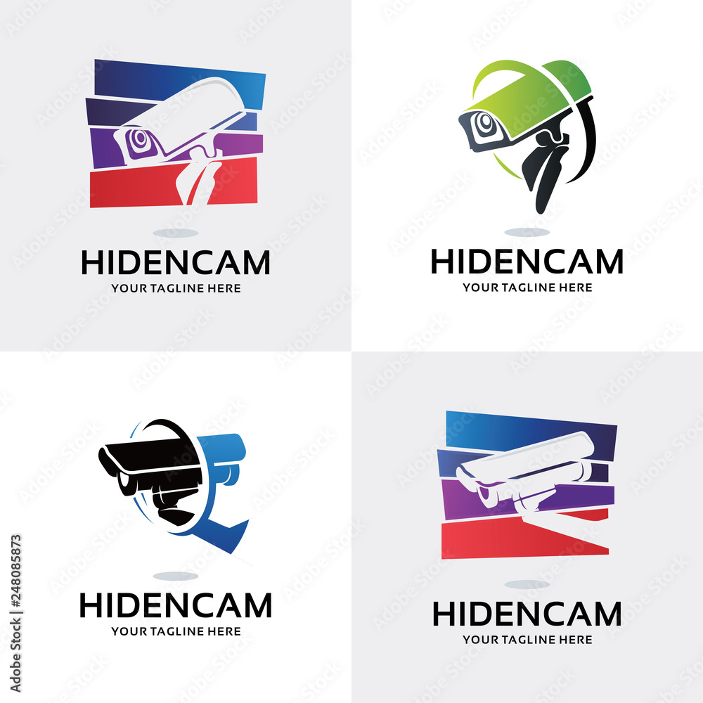 Hidden Camera Logo Set Design Template Collection Stock Vector | Adobe ...