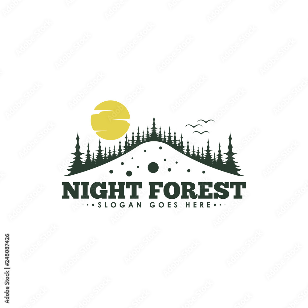 Forest logo vector. Forest logo template. Outdoor logo. Green nature ...