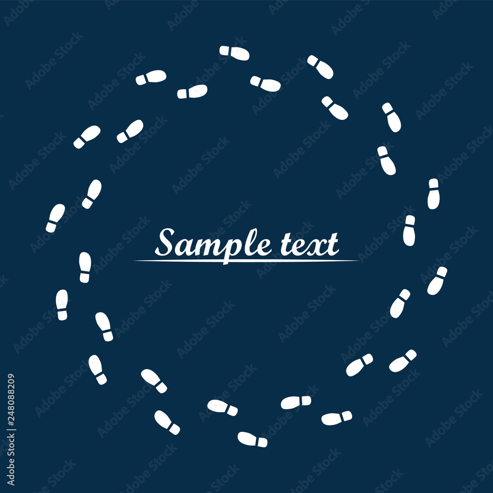 Shoe print in a circle. Vector illustration of human steps, footprints ...