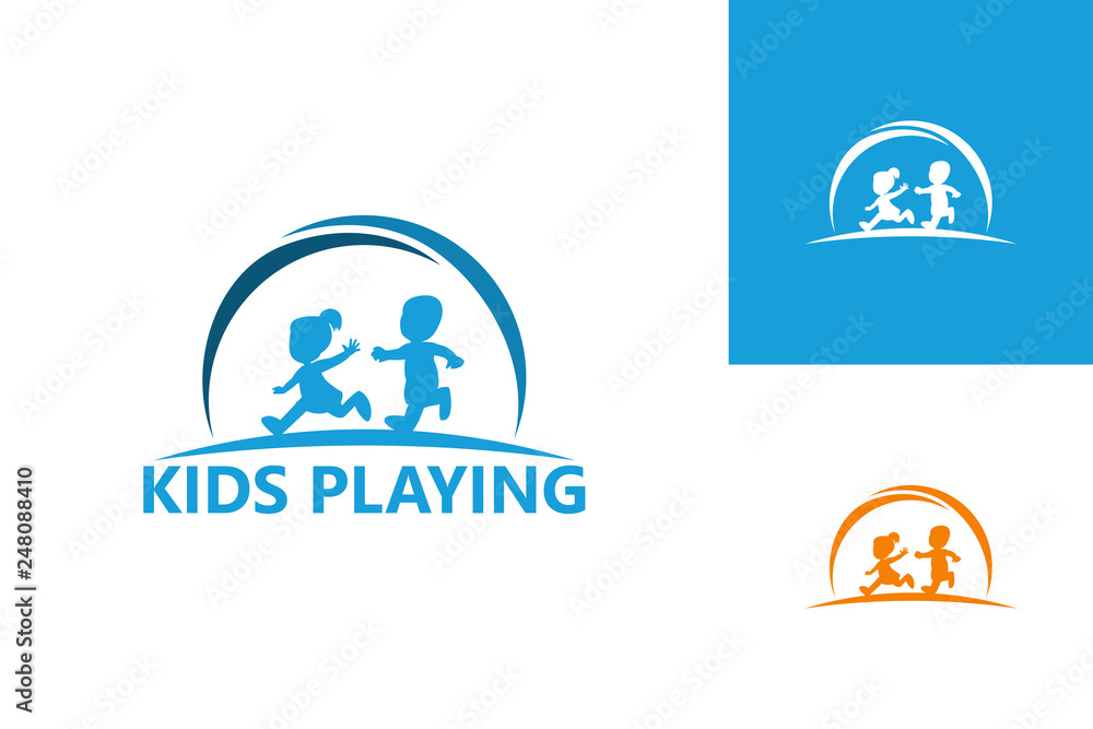 Kids Playing Logo Template Design Vector, Emblem, Design Concept ...