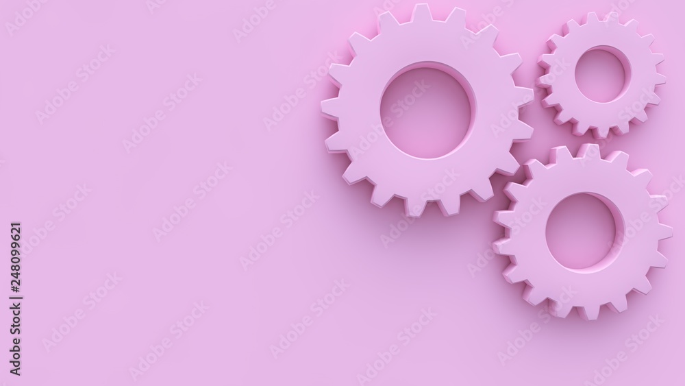 Pastel Pink Gears On The Pastel Pink Background - 3D Illustration Stock ...
