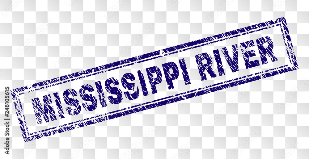 MISSISSIPPI RIVER stamp seal print with rubber print style and double ...