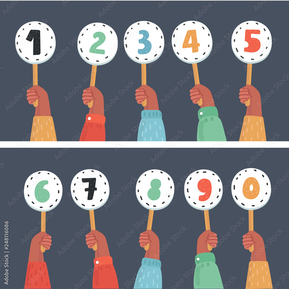 Hands holding score cards. Stock Vector | Adobe Stock