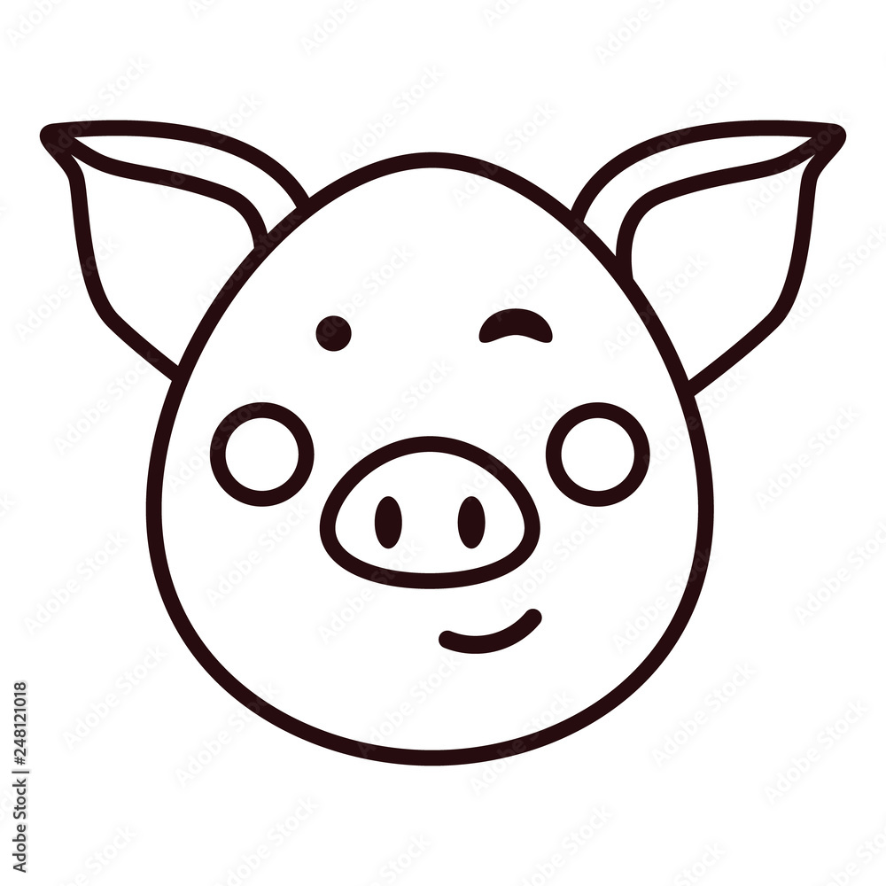 Pig face icon. Pig outline, vector illustration. Stock Vector | Adobe Stock