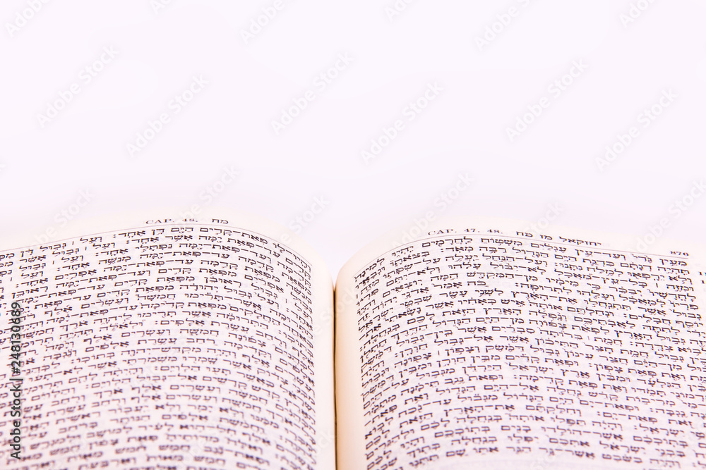 Opened hebrew Bible, isolated on white background Stock Photo | Adobe Stock