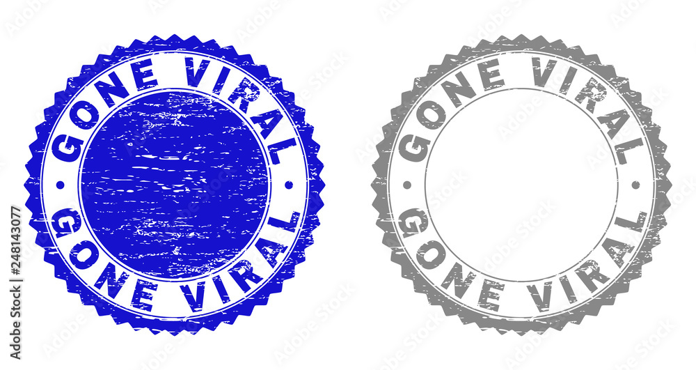 Grunge GONE VIRAL stamp seals isolated on a white background. Rosette ...