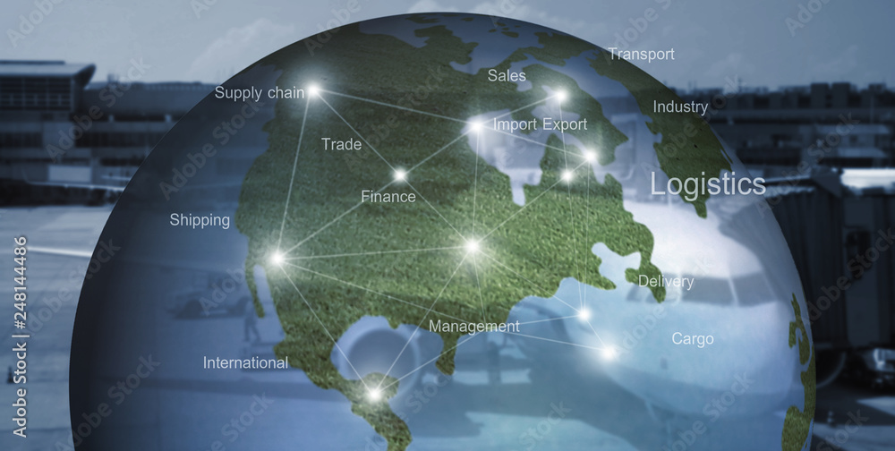 Abstract image of the world logistics, there are world map background ...