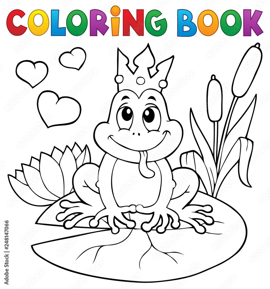 Coloring book frog with crown Stock Vector | Adobe Stock