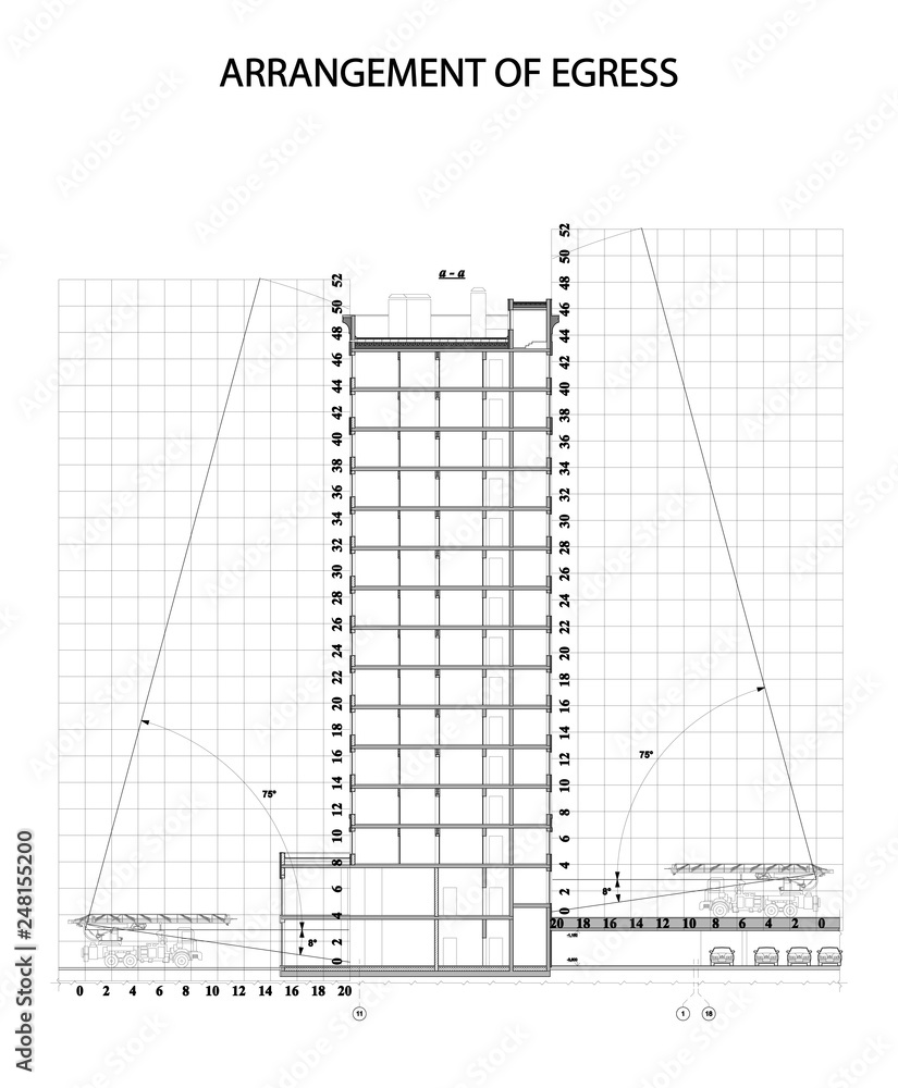 Vector illustration of arrangement egress / emergency drawing ...
