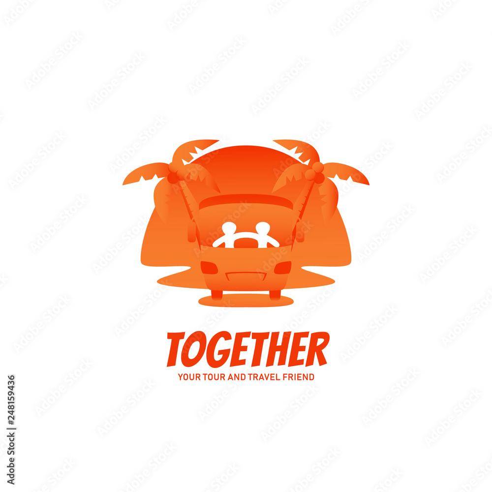 Togather Tour and Travel Agency logo company in cartoon fun playful ...