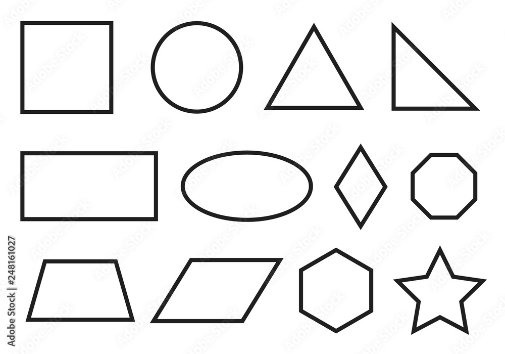 Simple geometry shapes set. Geometric primitives icons. Stock ベクター ... Simple geometry shapes set. Geometric primitives icons. Stock ベクター ...