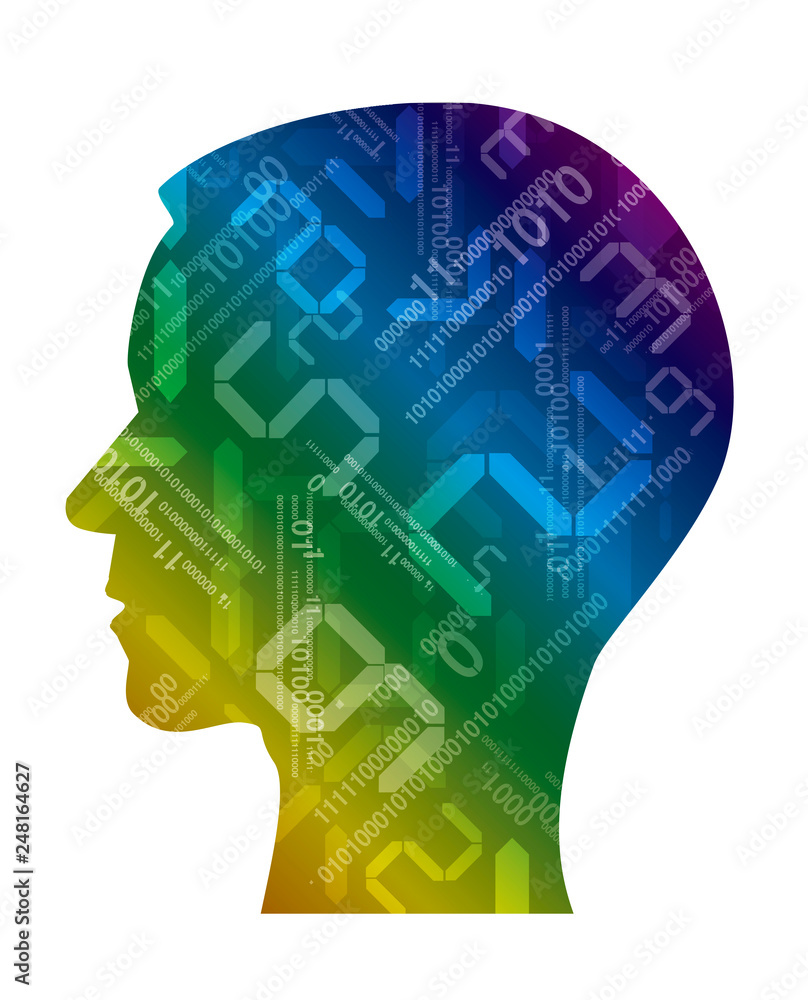 Male silhouette with digital numbers. Illustration of stylized Male ...