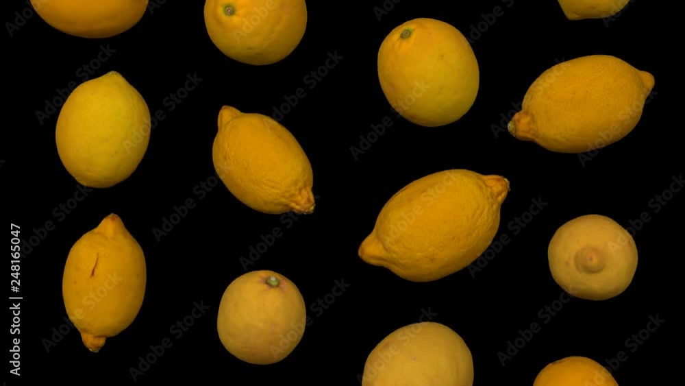 Realistic render of falling lemons on transparent background (with ...