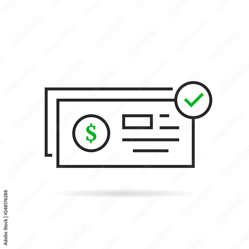 linear bank check icon like payment Stock Vector | Adobe Stock