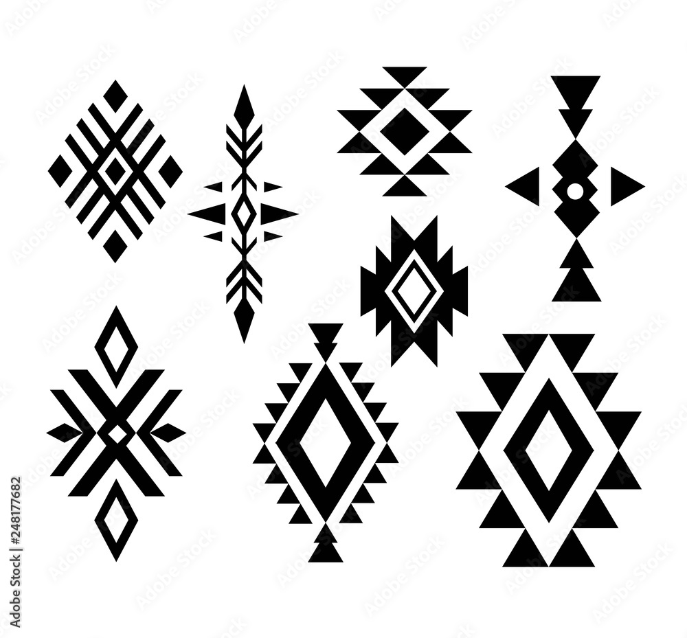 Aztec/ Tribal shapes, symbols collection vector set Stock Vector ...
