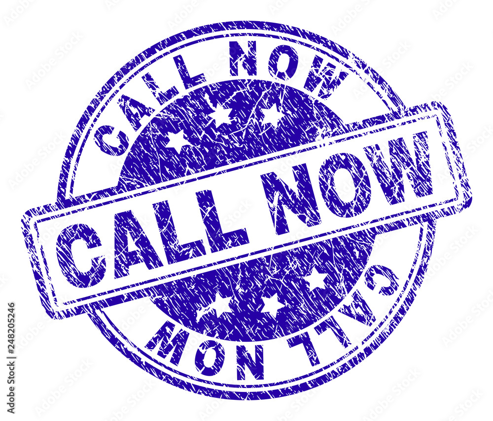 CALL NOW stamp seal watermark with grunge texture. Designed with ...