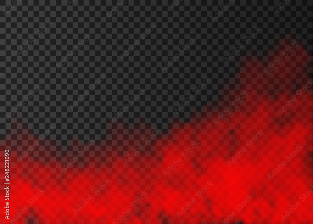 Red smoke isolated on transparent background. Stock Vector | Adobe Stock