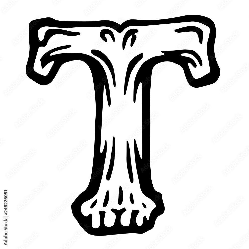 Vector alphabet and letter T Skull white letter in hipster style. Ideal ...