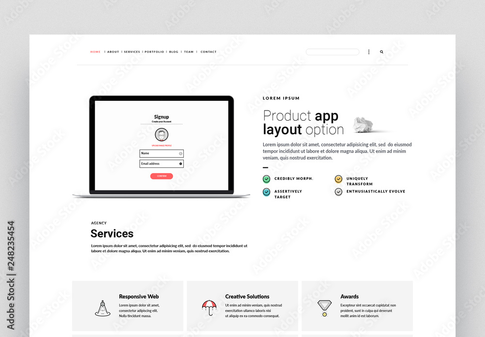 Website Layout with Icons Stock Template | Adobe Stock
