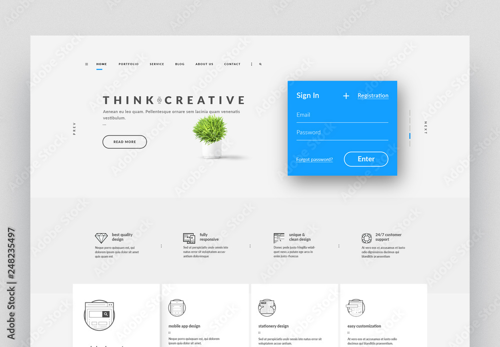 Website Layout with Icons Stock Template | Adobe Stock